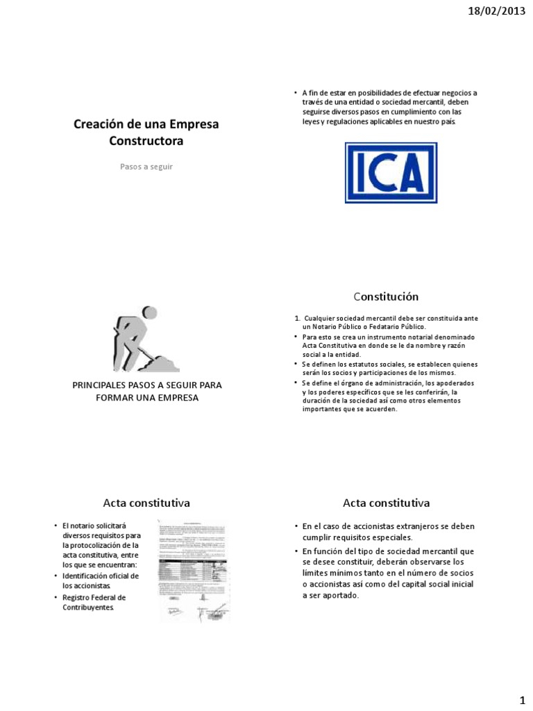 Creacion - de - Una - Empresa CONSTRUCTORA ICA PDF | PDF | Liquidación ...