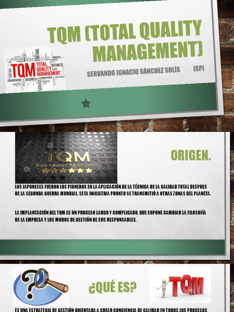 TQM (Total Quality Management) | PDF | Calidad (comercial) | Liderazgo