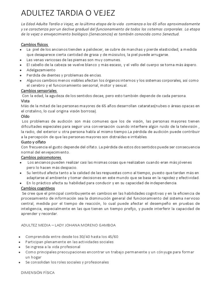 Adultez Tardia o Vejez | PDF | Vejez | Adultos