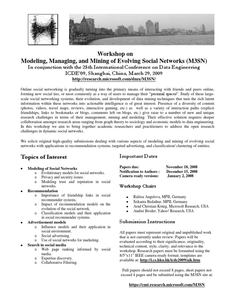 M3SN Workshop On Social Media | PDF | Social Media | Popular Culture ...