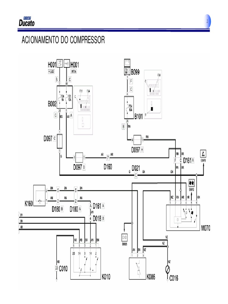 Esquema Eletrico Do Acionamento Do Compressor Do Ar Condicionado - Ducato | PDF