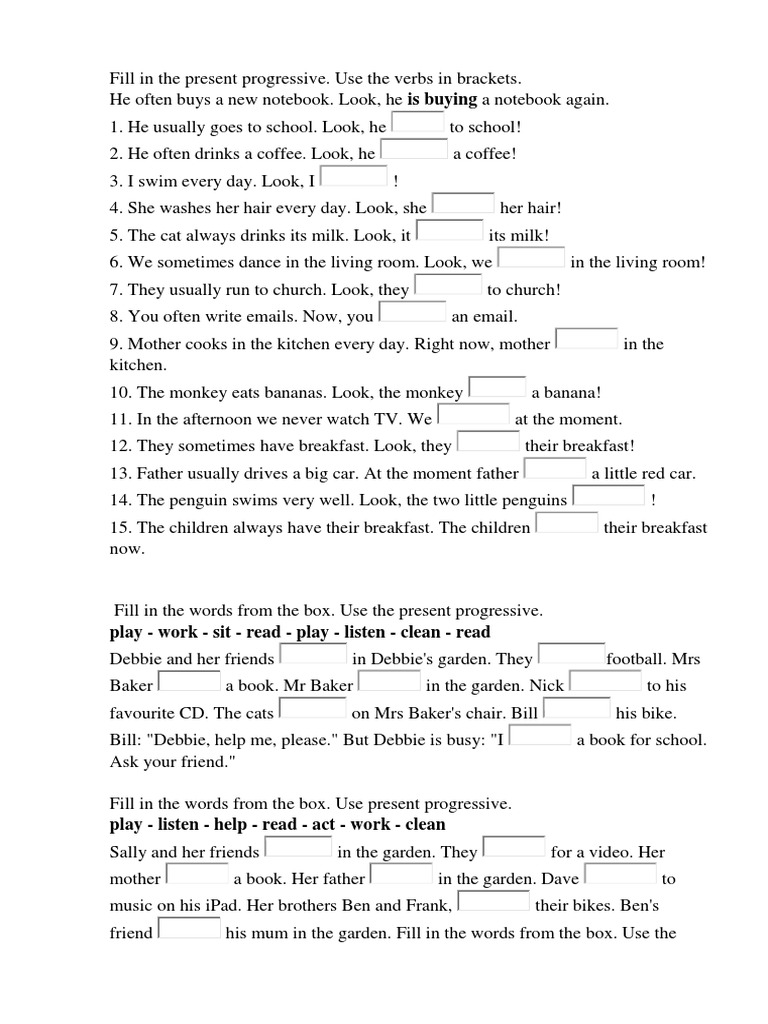 Present Progressive Test | PDF