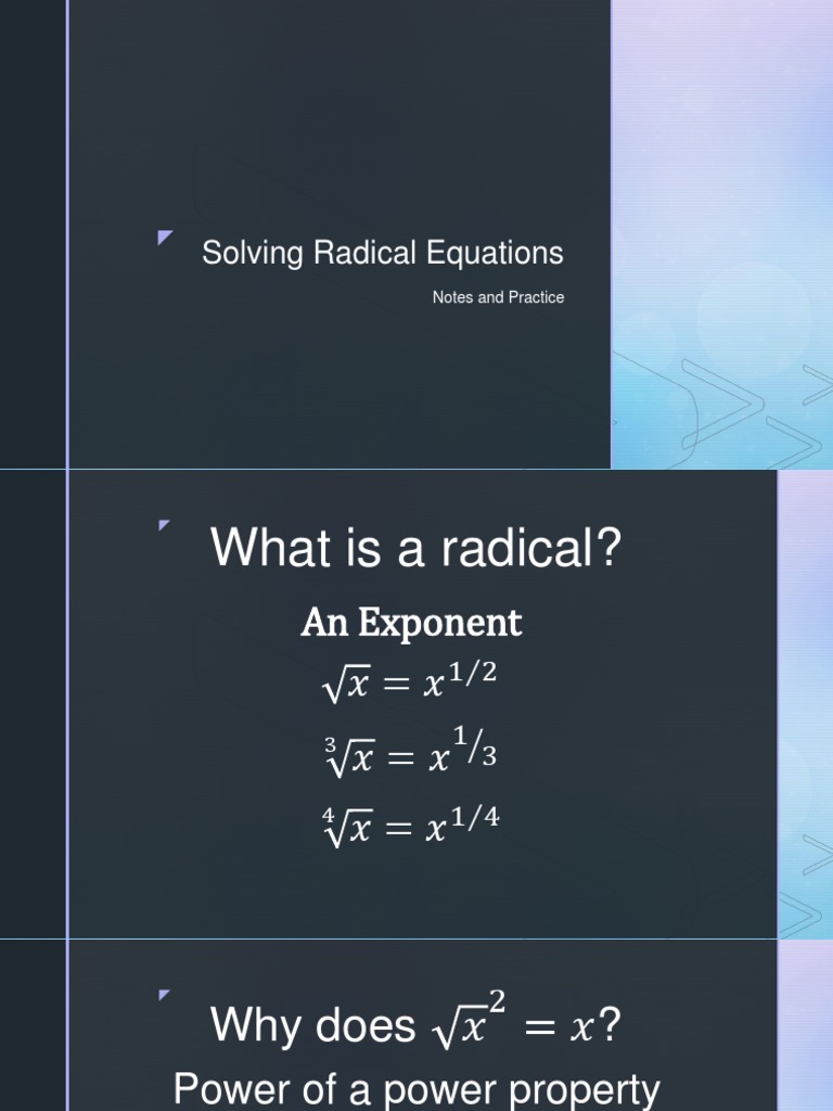 Solving Radical Equations | PDF