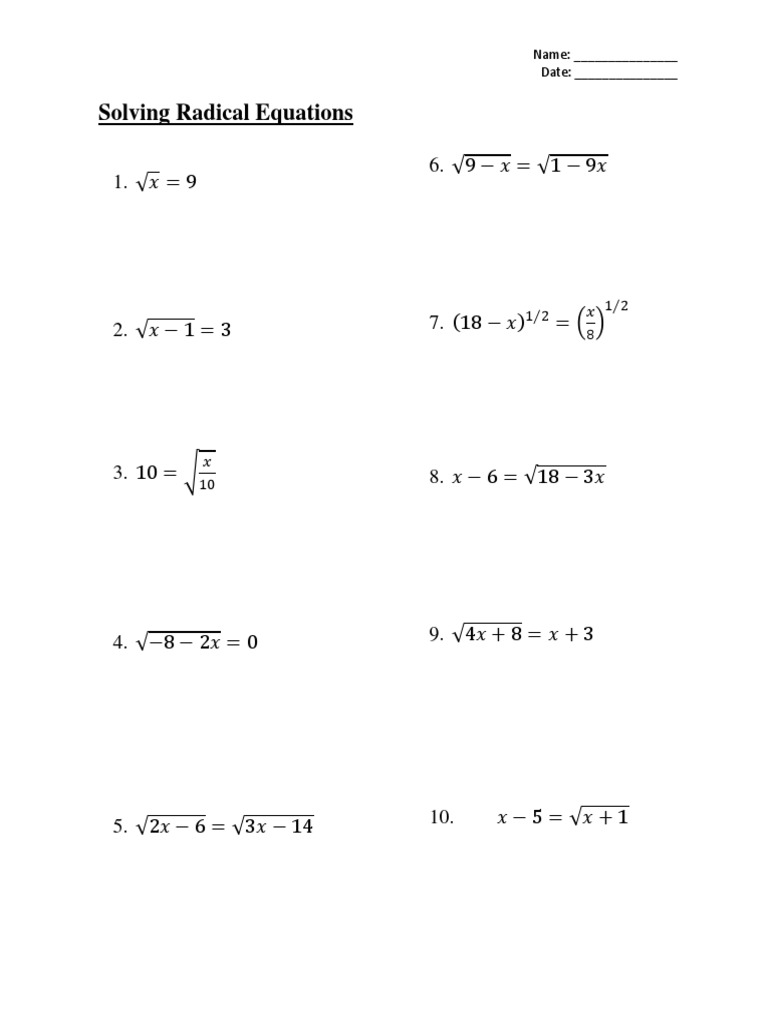 Solving Radical Equations | PDF