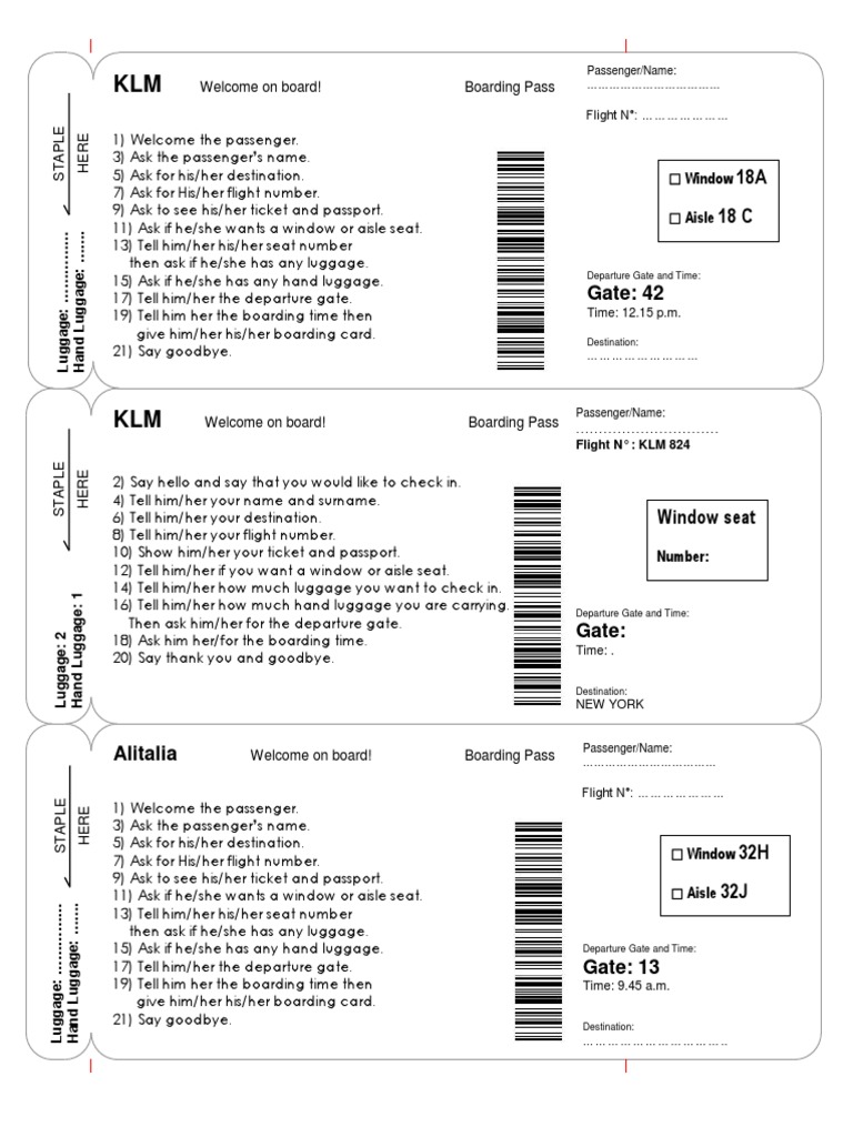 At The Airport Role Play | PDF | Baggage | Airlines