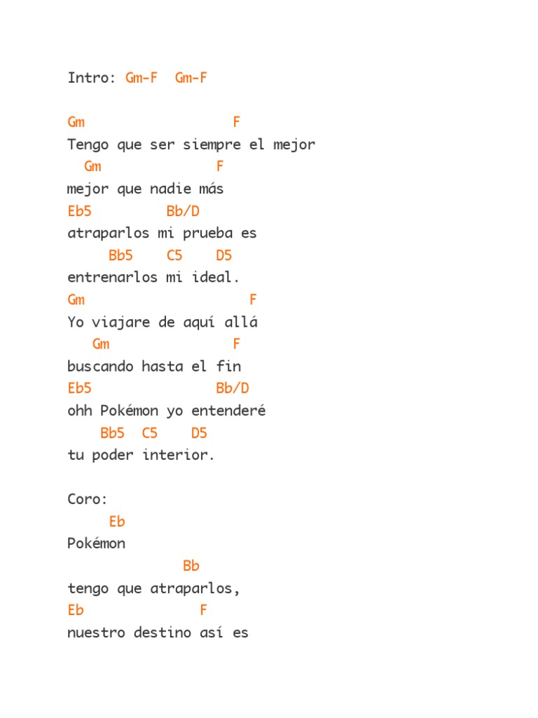 Pokemon Atrápalos Ya Letra y Acordes | PDF