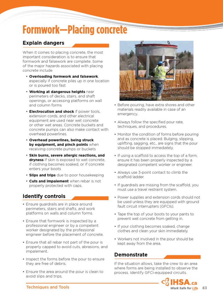 Formwork Placing Concrete PDF | PDF | Concrete | Structural Engineering