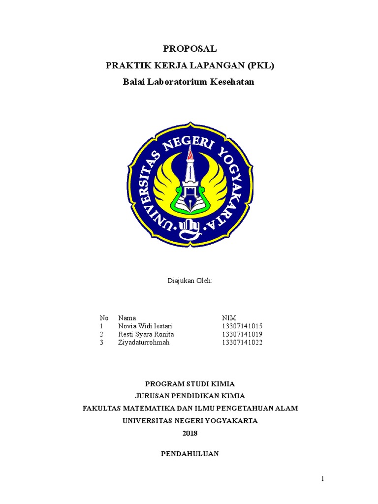 Proposal PKL Mahasiswa Kimia UNY | PDF