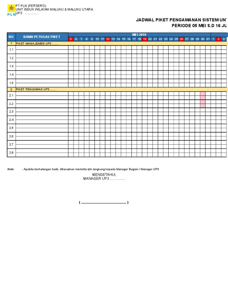 Template Jadwal Piket | PDF