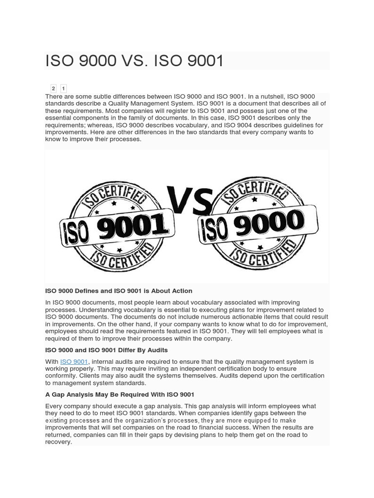 ISO 9000 VS 9001 A | PDF | Iso 9000 | Economies