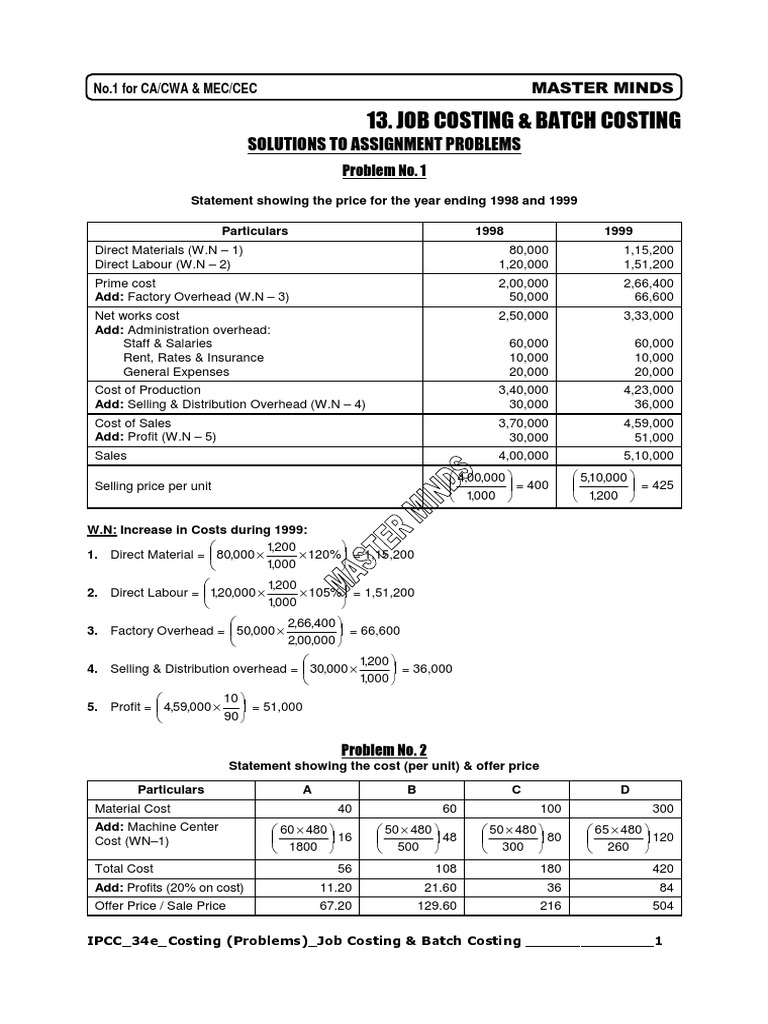 9 Job Costing & Batch Costing PDF | PDF | Cost | Economies