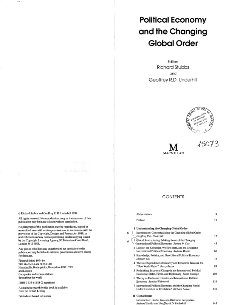 Richard Stubbs, Geoffrey R.D. Underhill - Political Economy and The ...