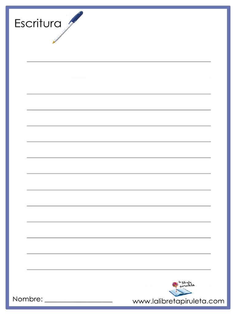 01 Hoja Escritura Pauta 1 Línea | PDF