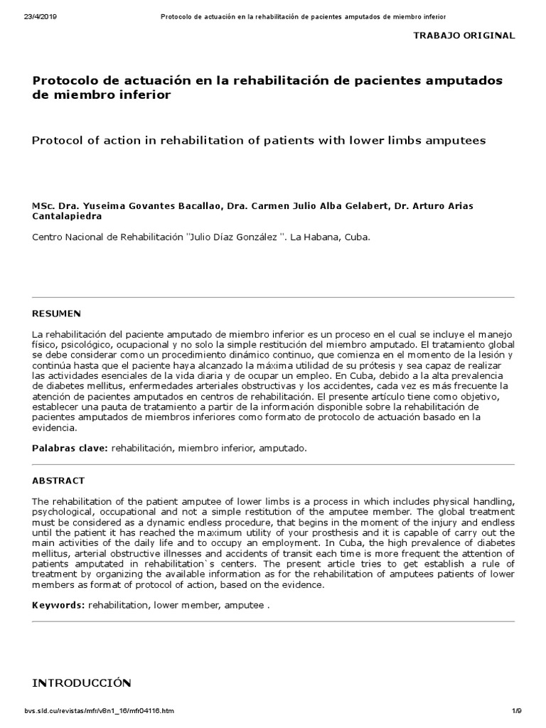 Rehabilitación de pacientes amputados | Pie | Rodilla