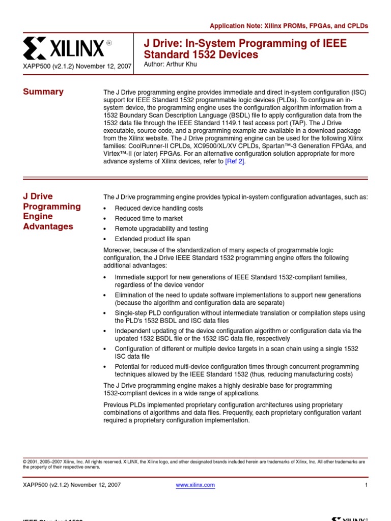 J Drive: In-System Programming of IEEE Standard 1532 Devices | PDF ...