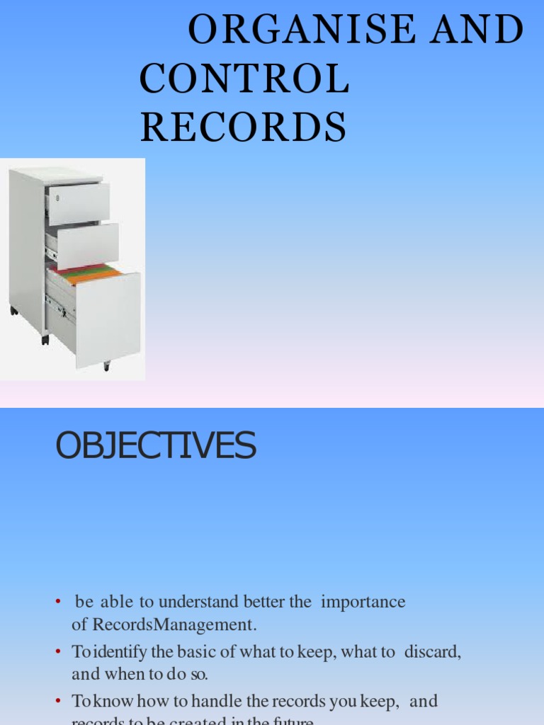 Organize Control Records | PDF | Records Management | Information