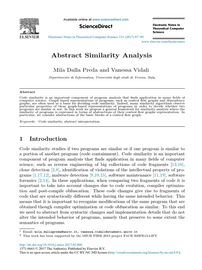 Abstract Similarity Analysis | PDF | Subroutine | Variable (Computer Science)