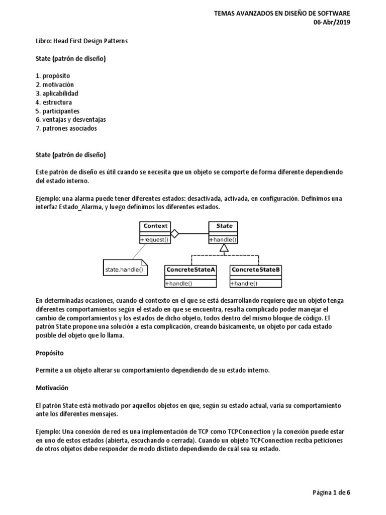 Patrón State | PDF | Objeto (informática) | Ingeniería Informática