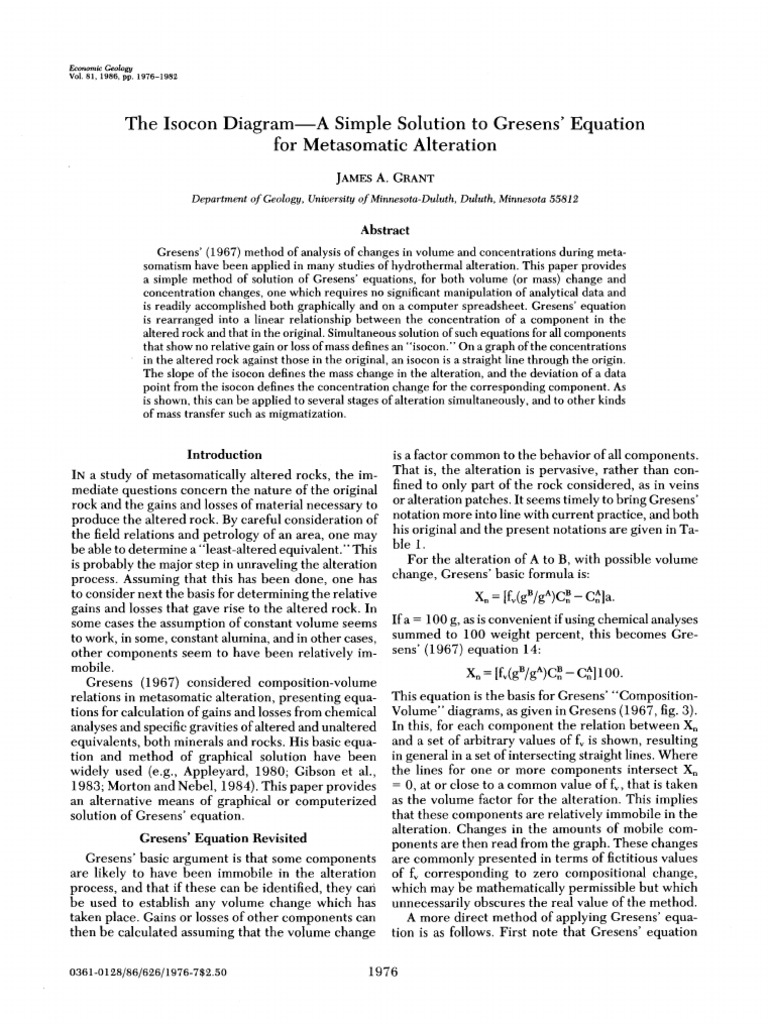 The Isocon Diagram A Simple Solution To Gresens' Equation: For ...