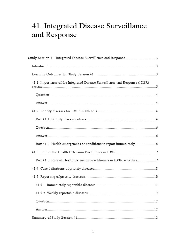 Integrated Disease Surveillance and Response | PDF | Malaria | Infection
