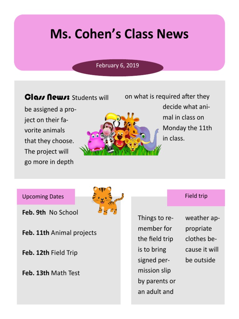 Ms. Cohen's Class News | PDF