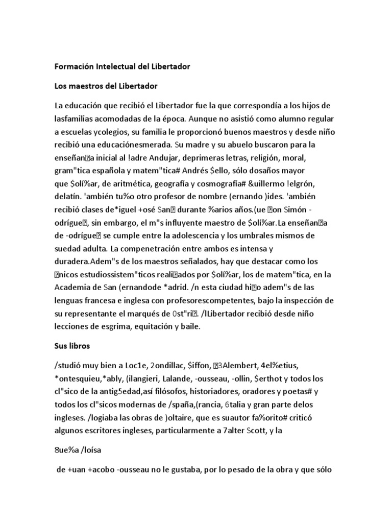 Formación Intelectual Del Libertador | PDF