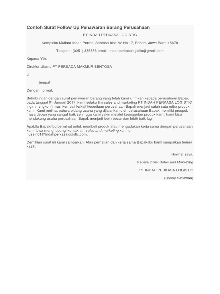 Surat Surat Follow Up Pdf