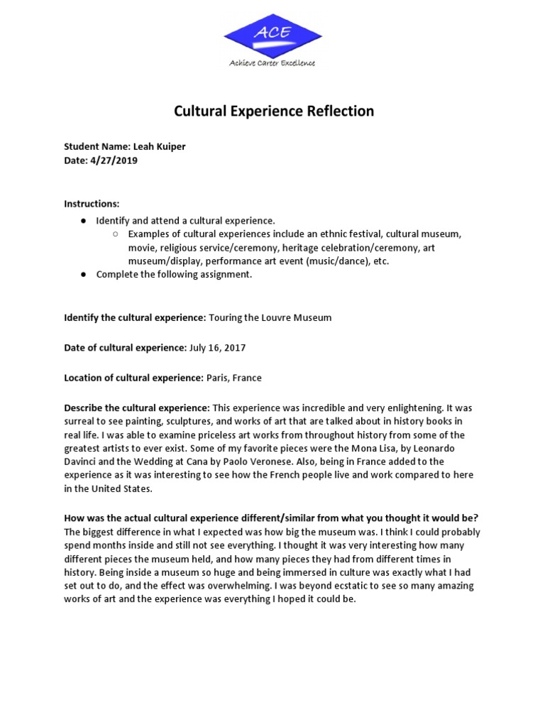 Cultural Experience Reflection | Download Free PDF | Museum | Leonardo ...