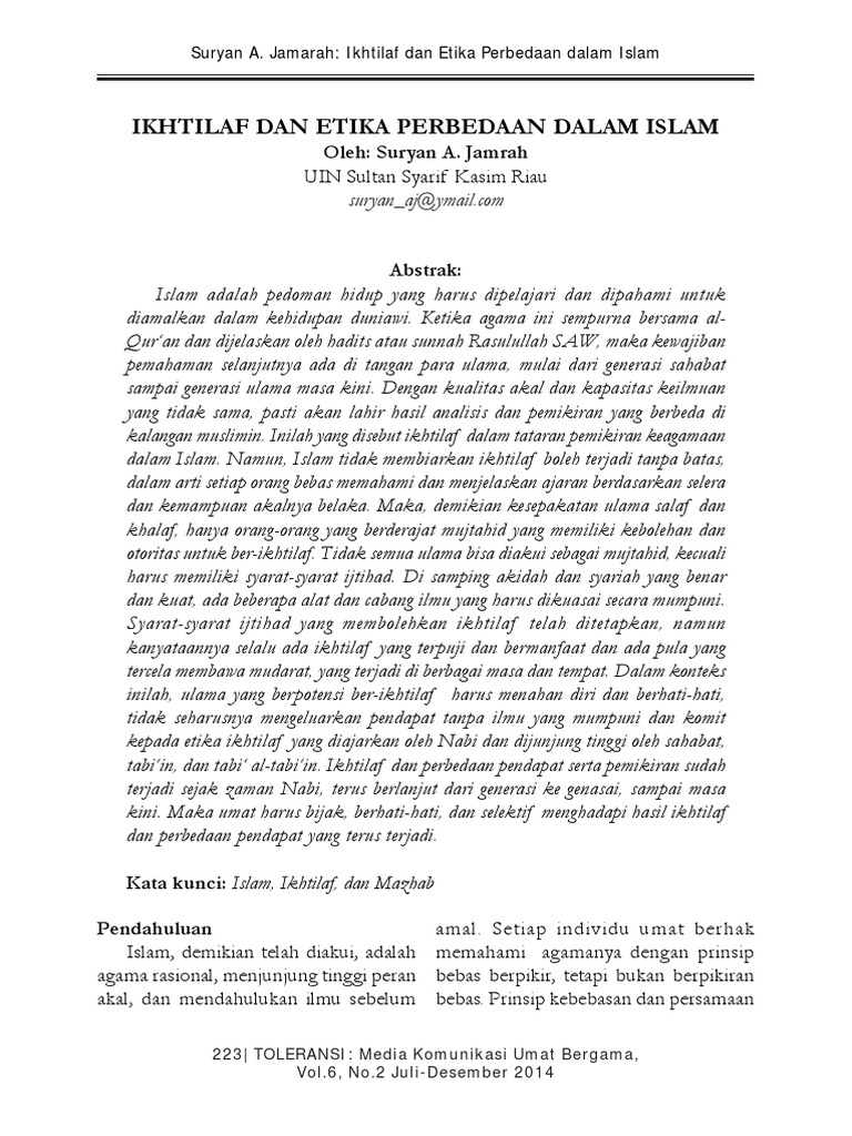 ID Ikhtilaf Dan Etika Perbedaan Dalam Islam | PDF ID Ikhtilaf Dan Etika Perbedaan Dalam Islam | PDF