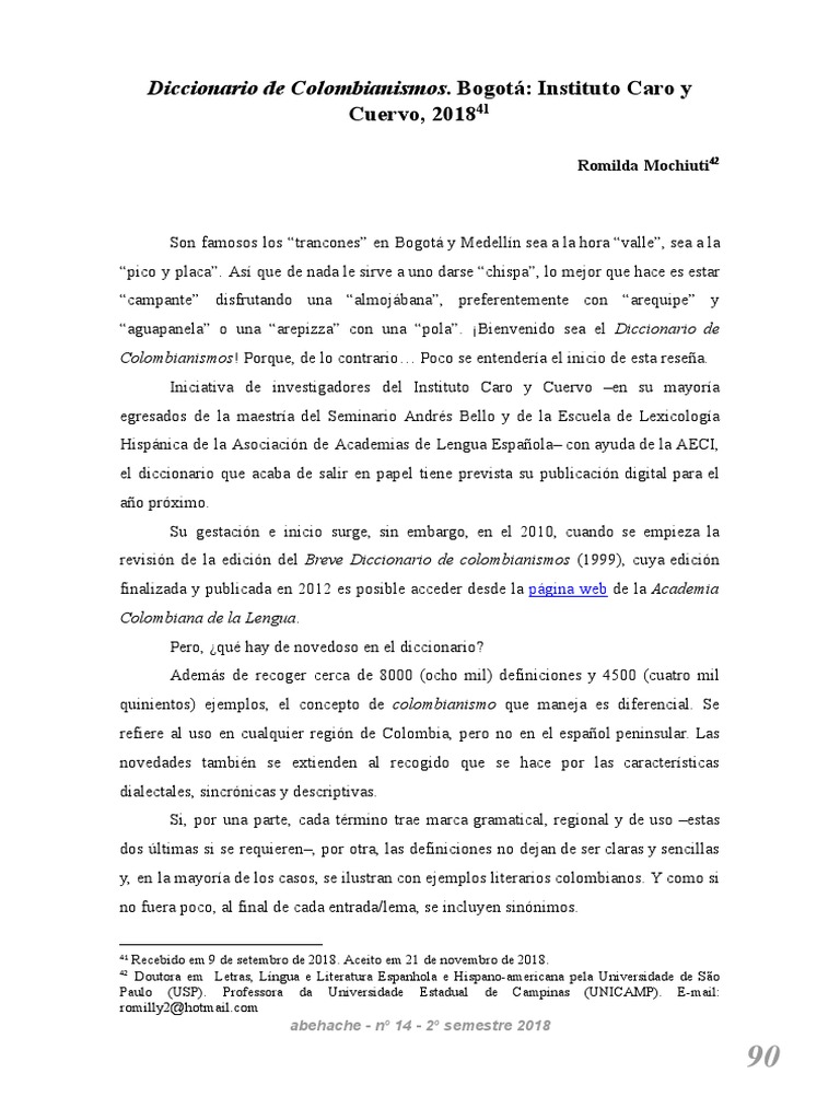 Diccionario de Colombianismos | PDF | Diccionario | Verbo