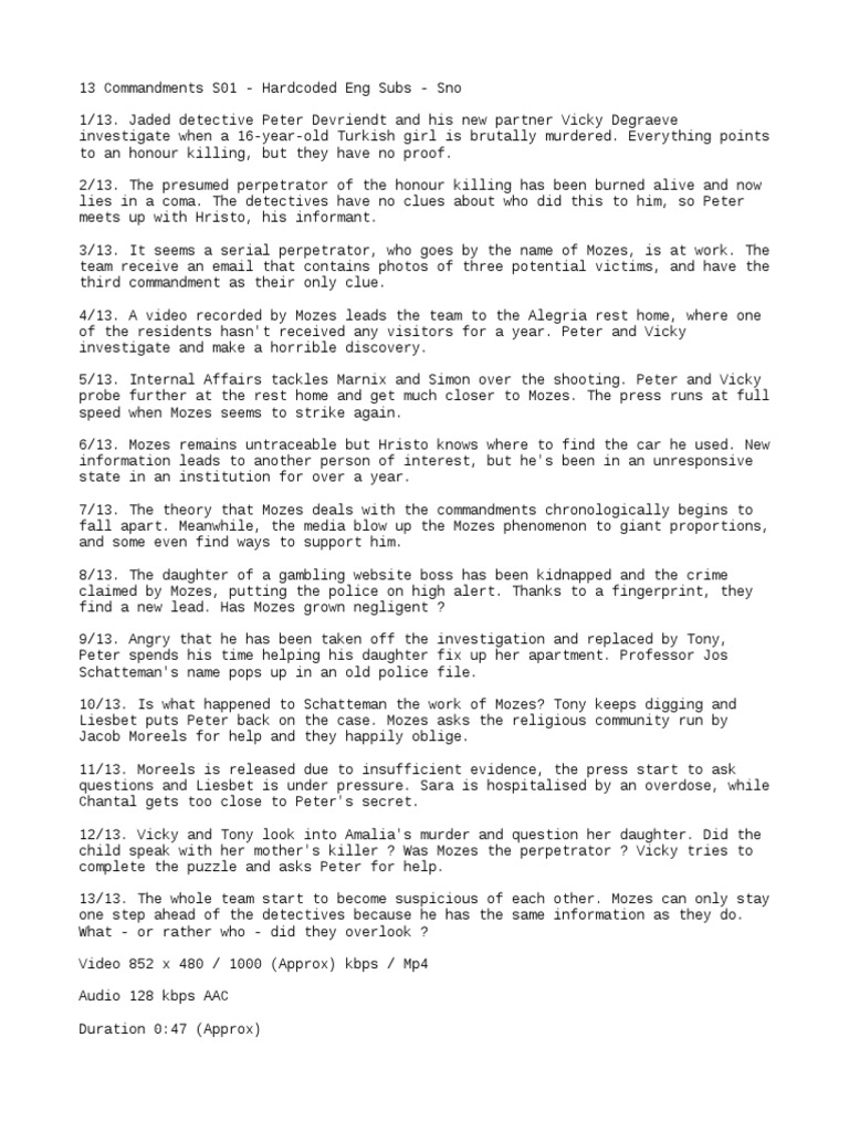 13 Commandments S01 - Hardcoded Eng Subs - Sno | PDF | Violence | Crime ...