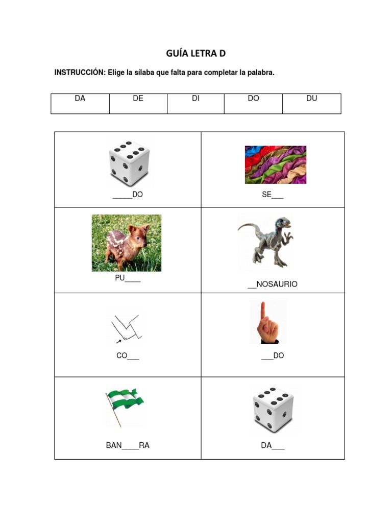 Actividades para completar sílabas con D | PDF