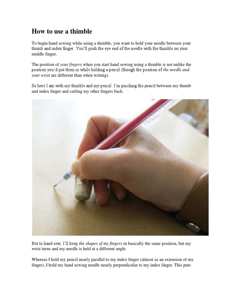 Proper Thimble Technique: Instructions for Effective and Efficient Hand ...