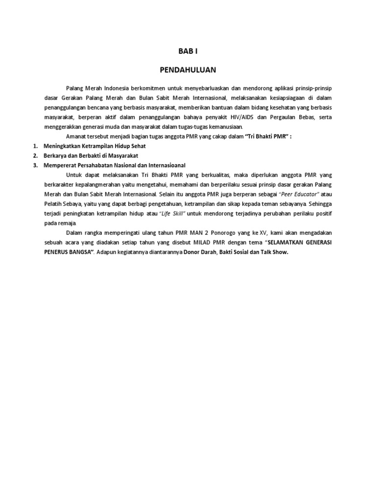 Contoh Proposal Kegiatan PMR Lengkap | PDF