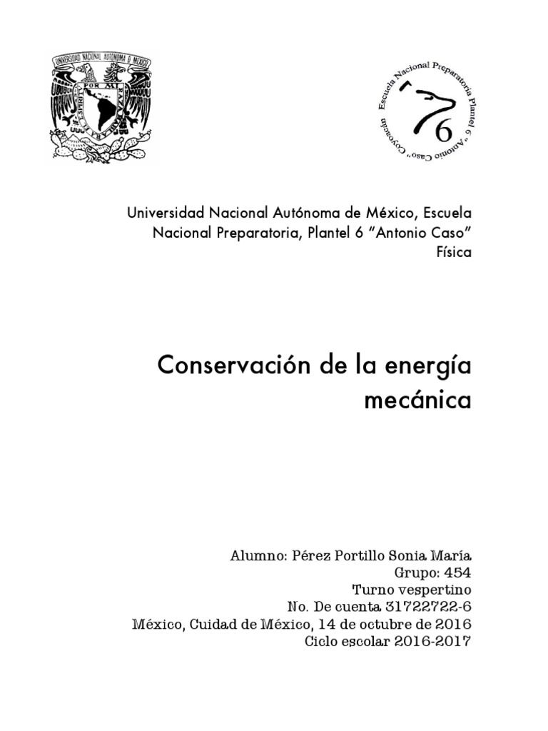 Conservación de Energía Mecánica | PDF | Energía cinética | Energía ...