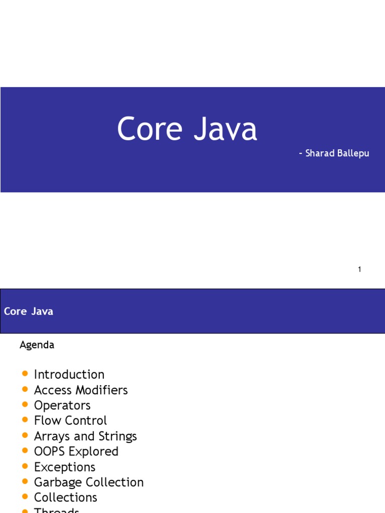 Core Java: - Sharad Ballepu | PDF | Method (Computer Programming ... Core Java: - Sharad Ballepu | PDF | Method (Computer Programming ...