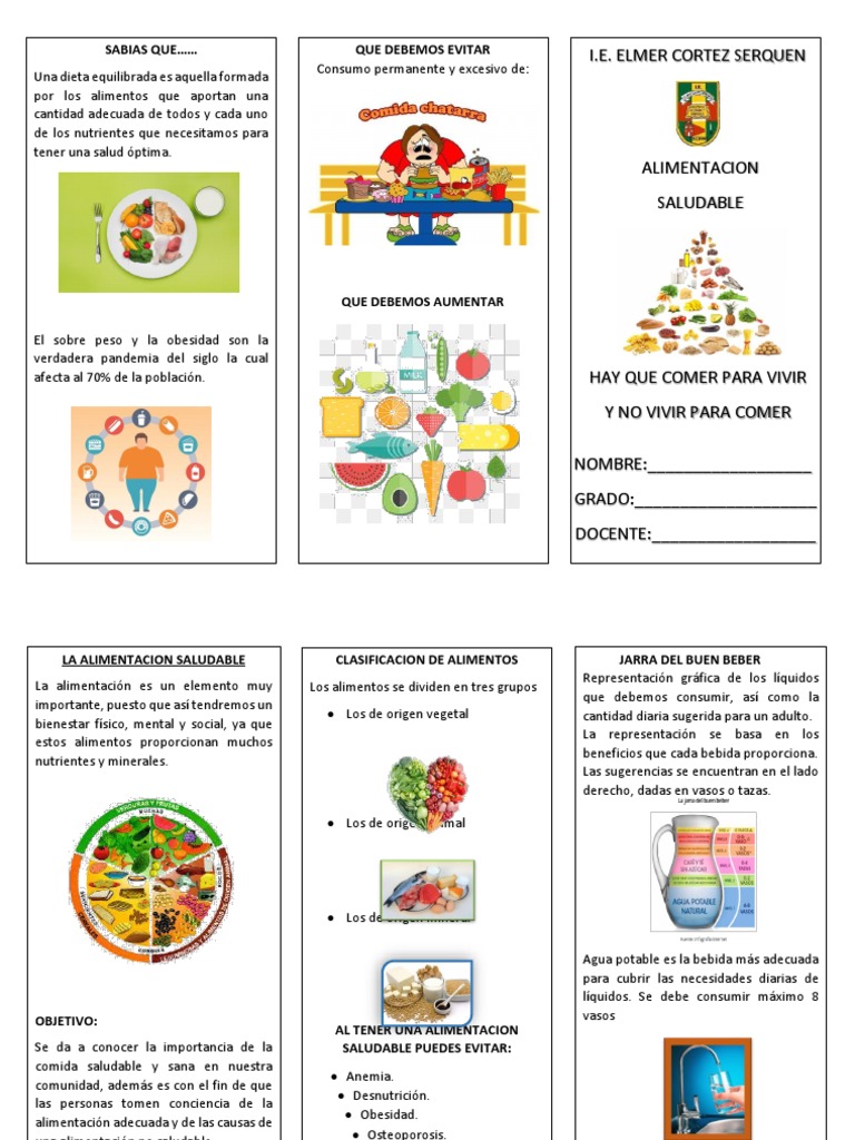 Triptico de Comida Saludable | Dieta | Alimentos | Prueba gratuita de ...