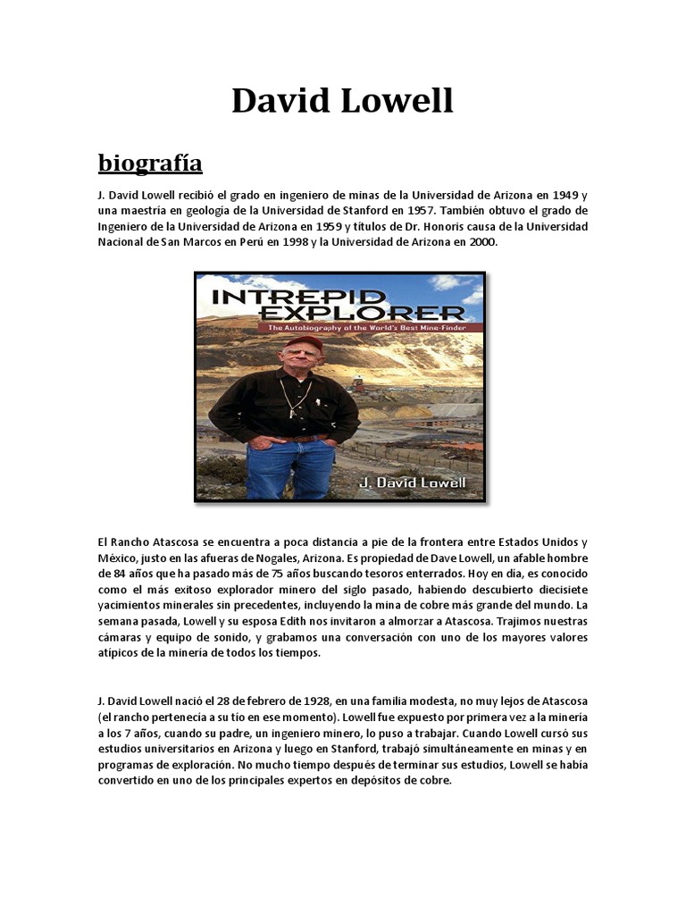 David Lowell | PDF | Arizona | Minería