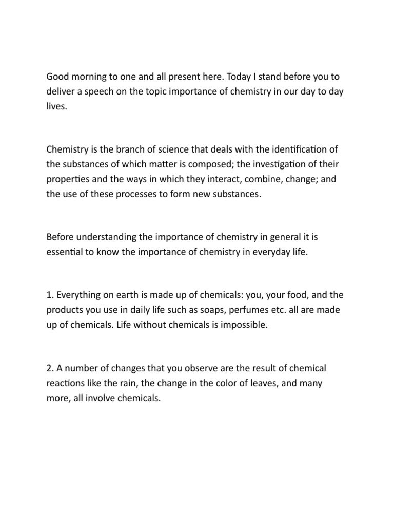 Chemistry Speech | PDF | Chemistry | Natural Environment