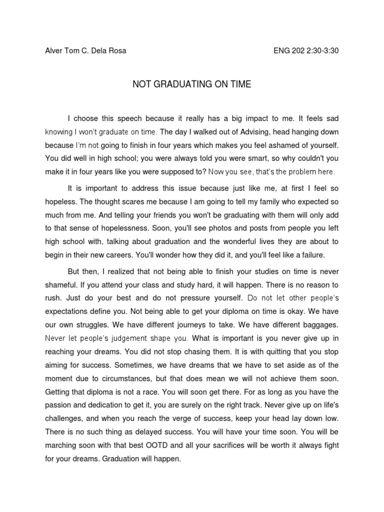 Not Graduating On Time | PDF