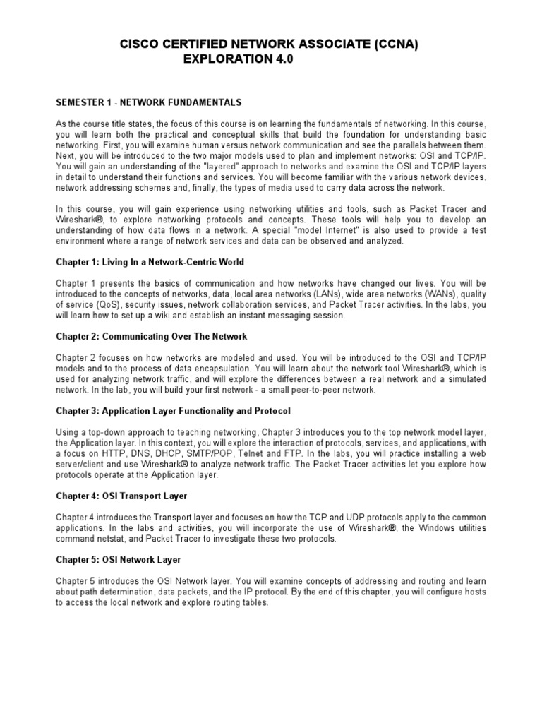 CCNA Exploration Syllabus | Download Free PDF | Routing | Network Switch