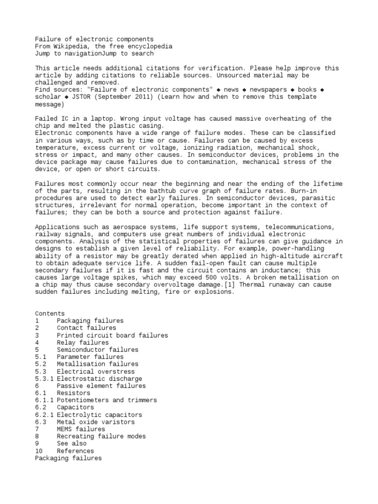 Electronic Component Failure Modes | PDF | Capacitor | Field Effect ...