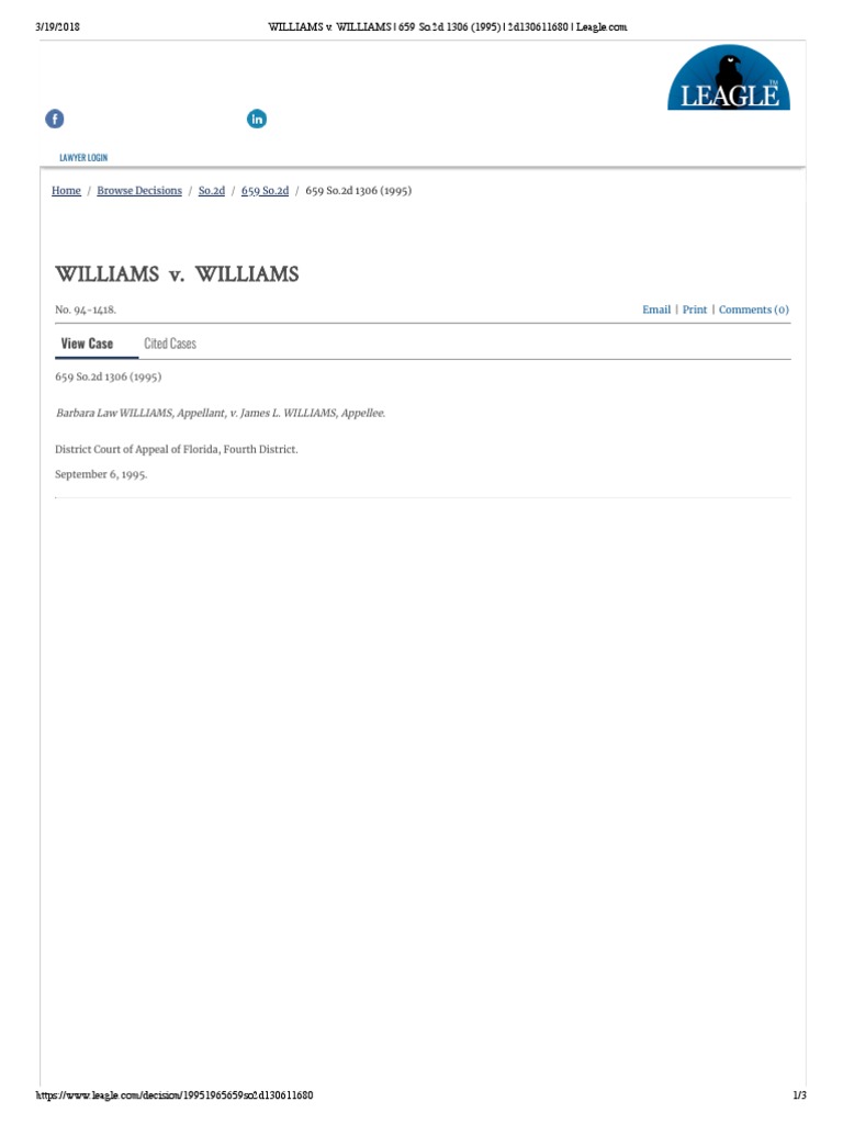 Williams V Williams | PDF | Appeal | Trial Court