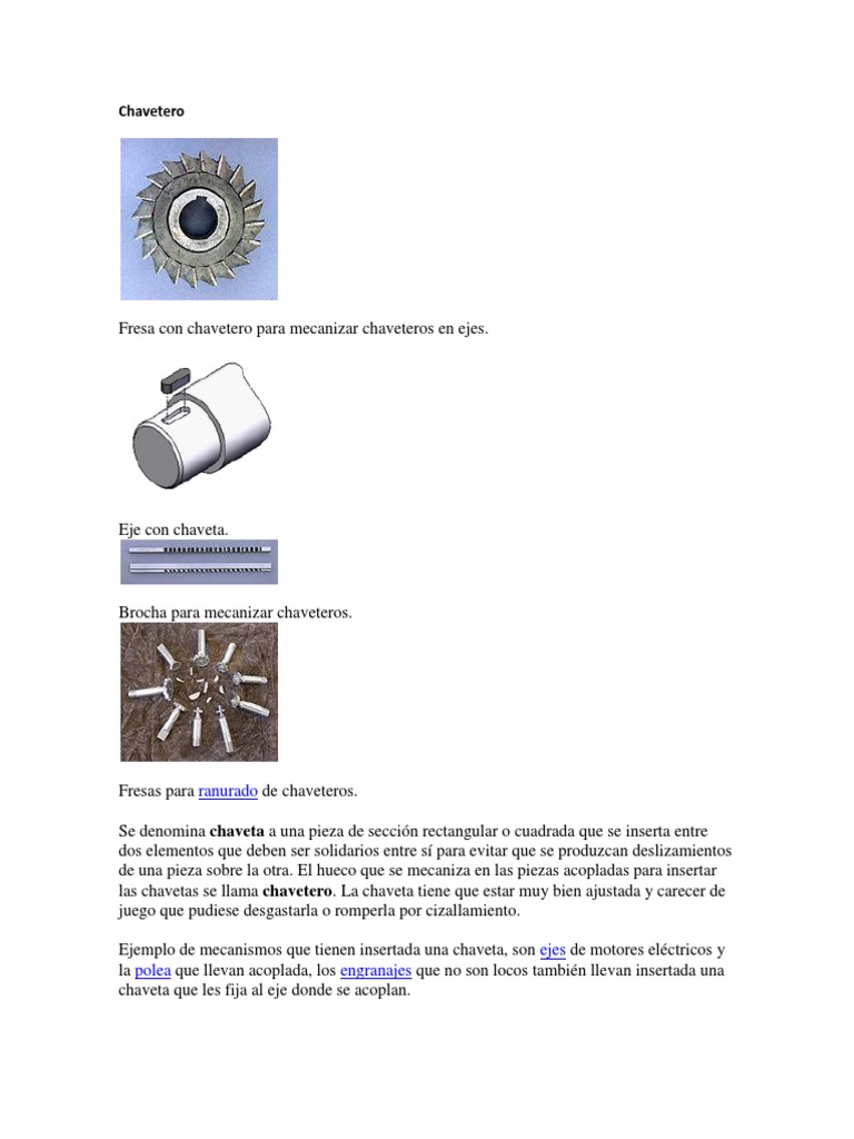 Chavetero, Pasadores, Cuñas, Etc | PDF | Bienes manufacturados | Máquinas