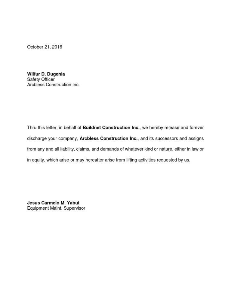 Waiver - Lifting | PDF | Law