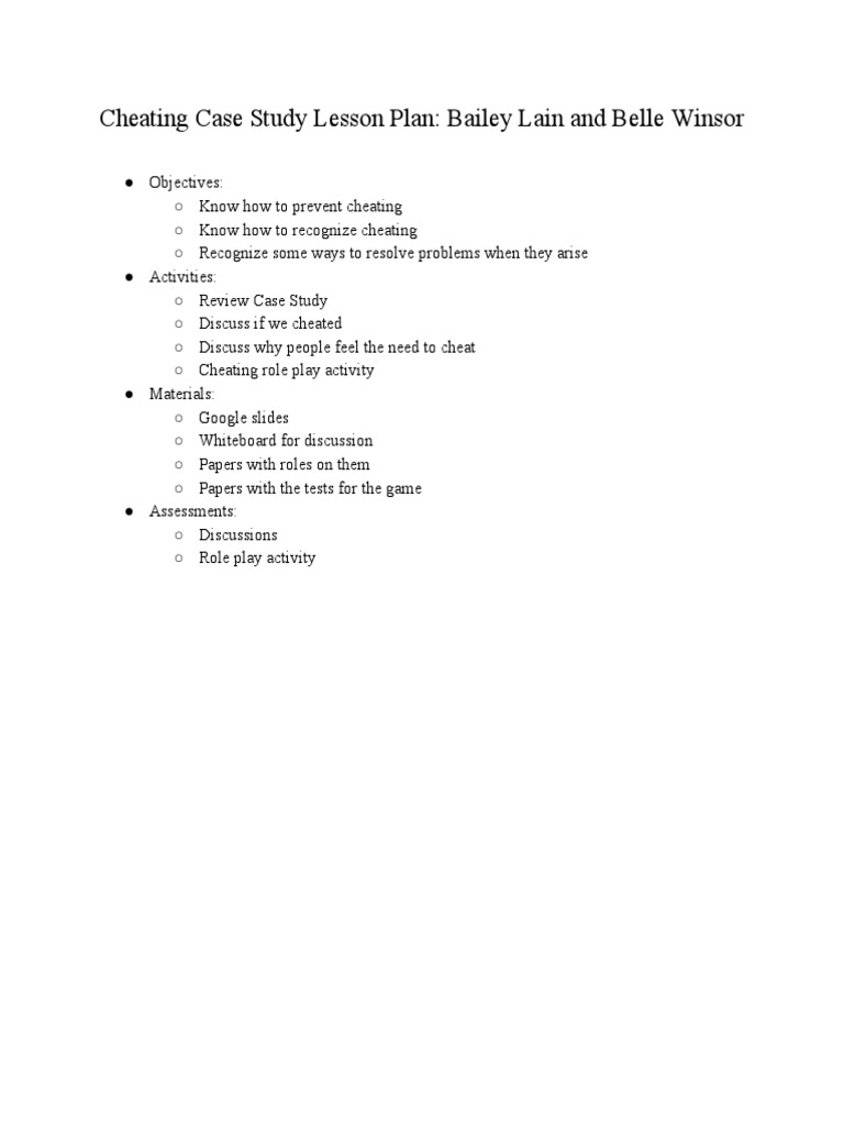 Case Study Lesson Plan | PDF