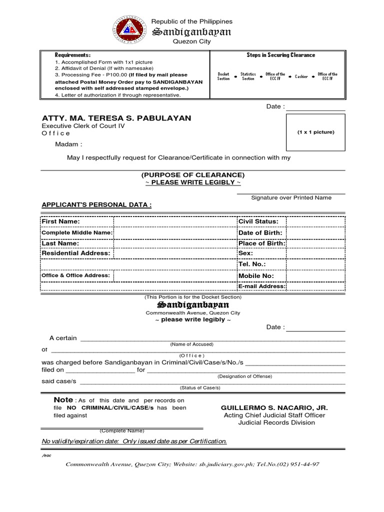 Sandiganbayan Clearance Requirements | PDF | Social Institutions ...