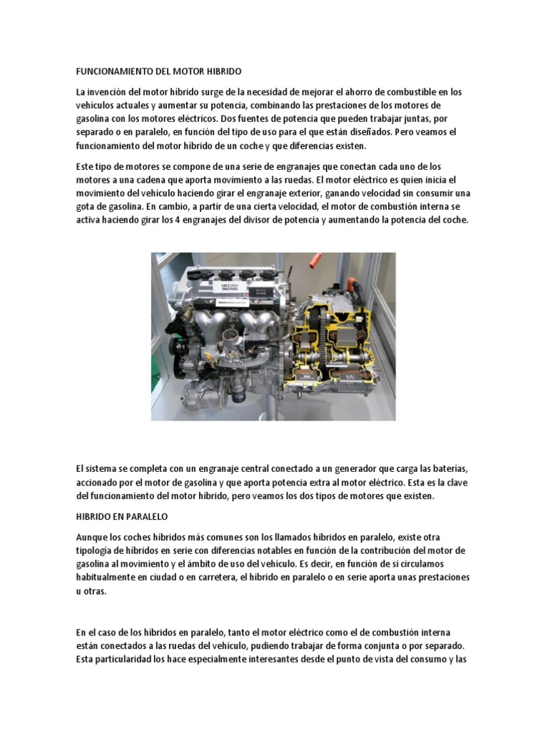 Funcionamiento del Motor Híbrido | PDF | Vehículo híbrido | Coche
