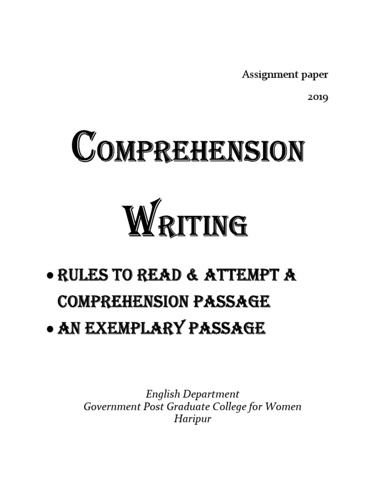 Omprehension Riting: Rules To Read & Attempt A Comprehension Passage An ...