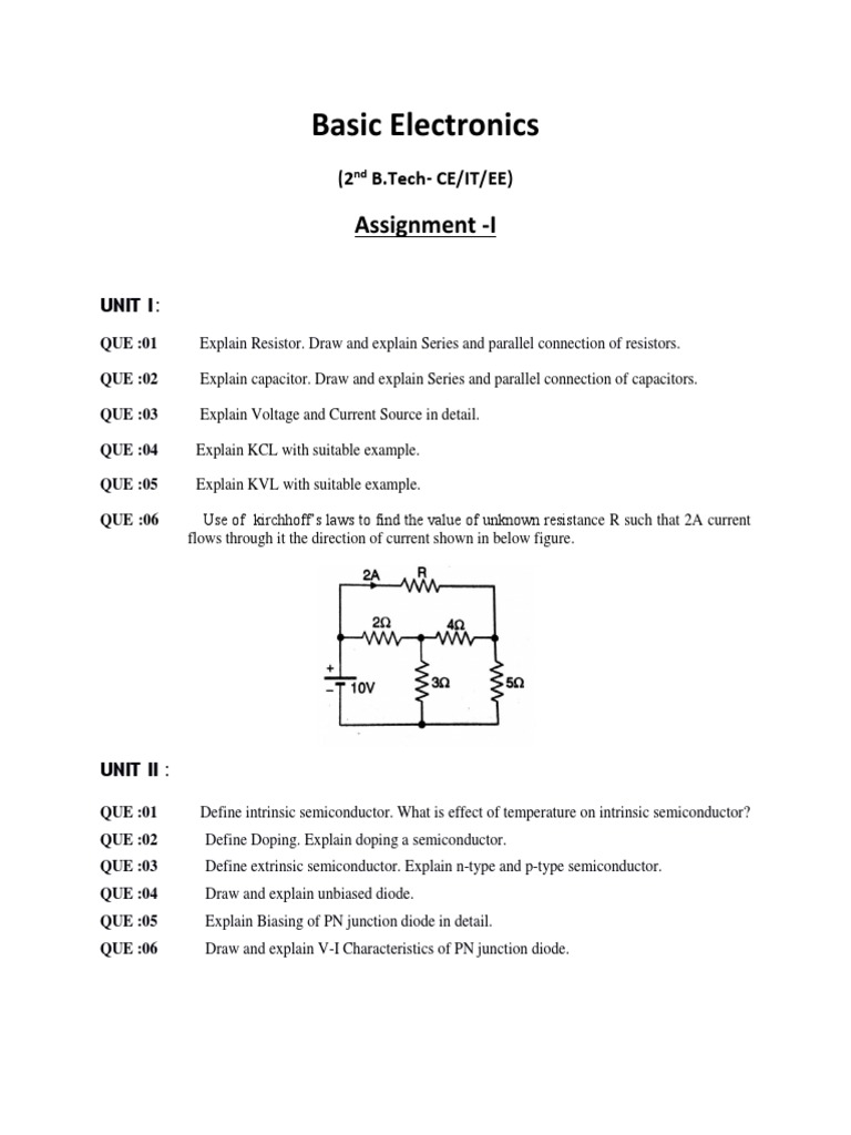 Basic Electronics: Assignment - I | PDF